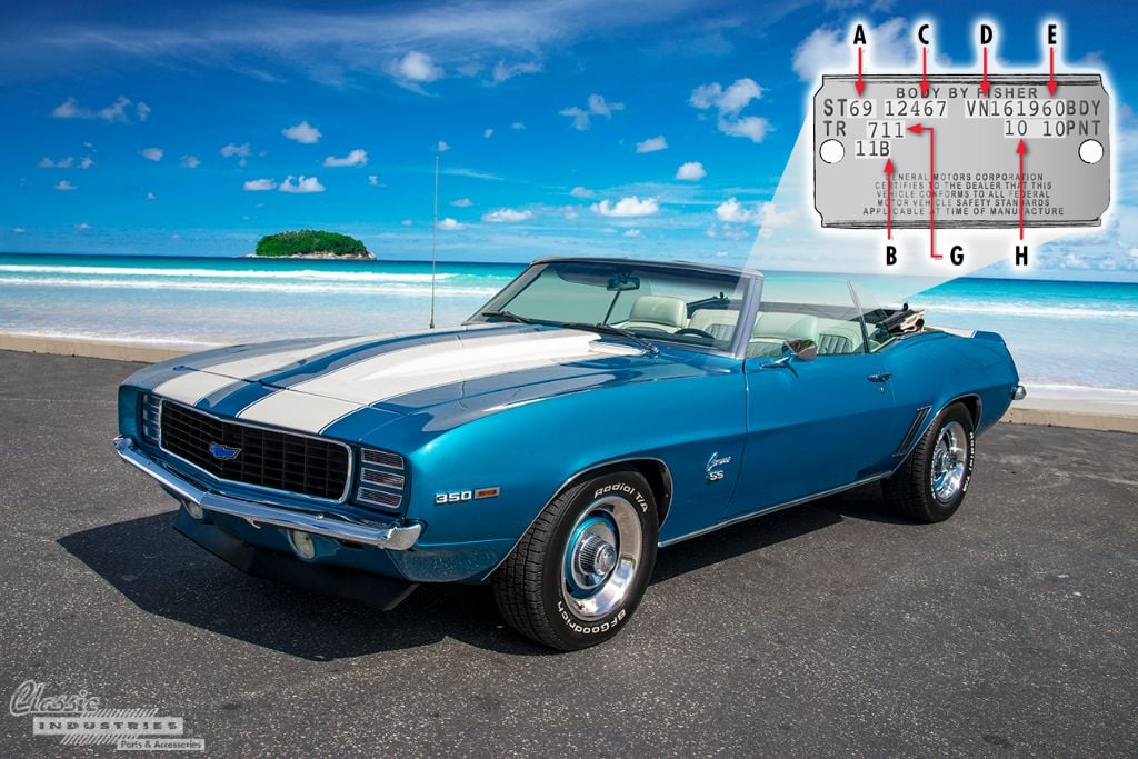 1967, 1968, & 1969 Camaro Trim Tag Decoder