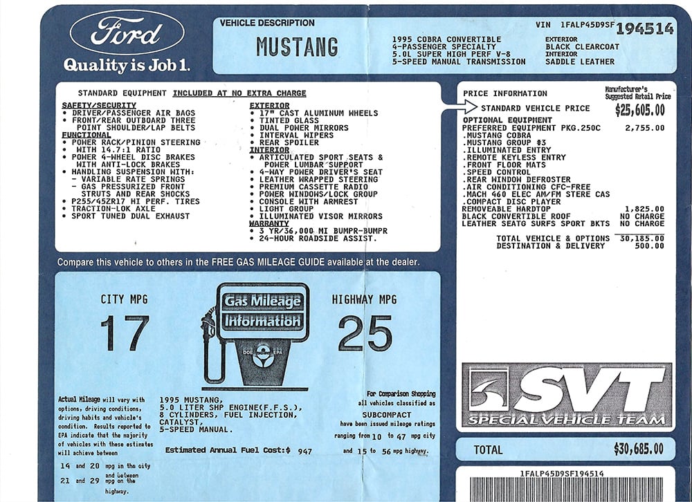 A Barn Find Bounty: 1995 Mustang Cobra Drop Top with Removable Hardtop